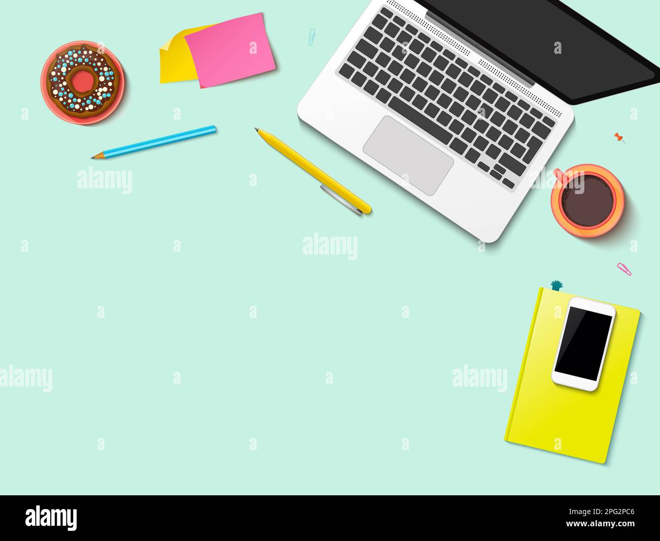 Flat workplace organization top Stock Vector Images - Alamy