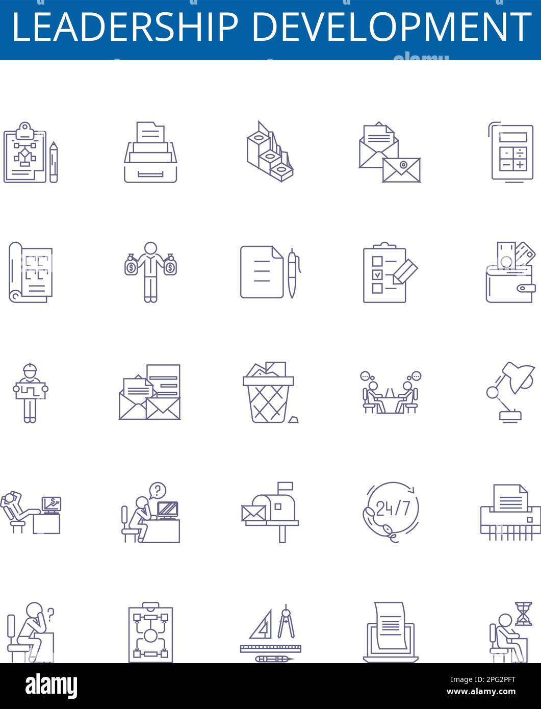 Leadership development line icons signs set. Design collection of ...