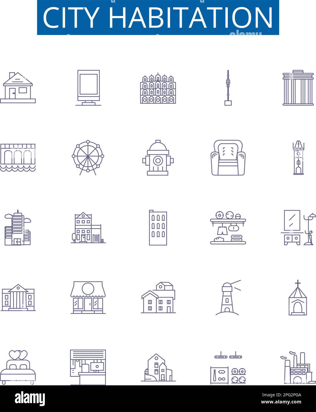 City habitation line icons signs set. Design collection of Housing ...