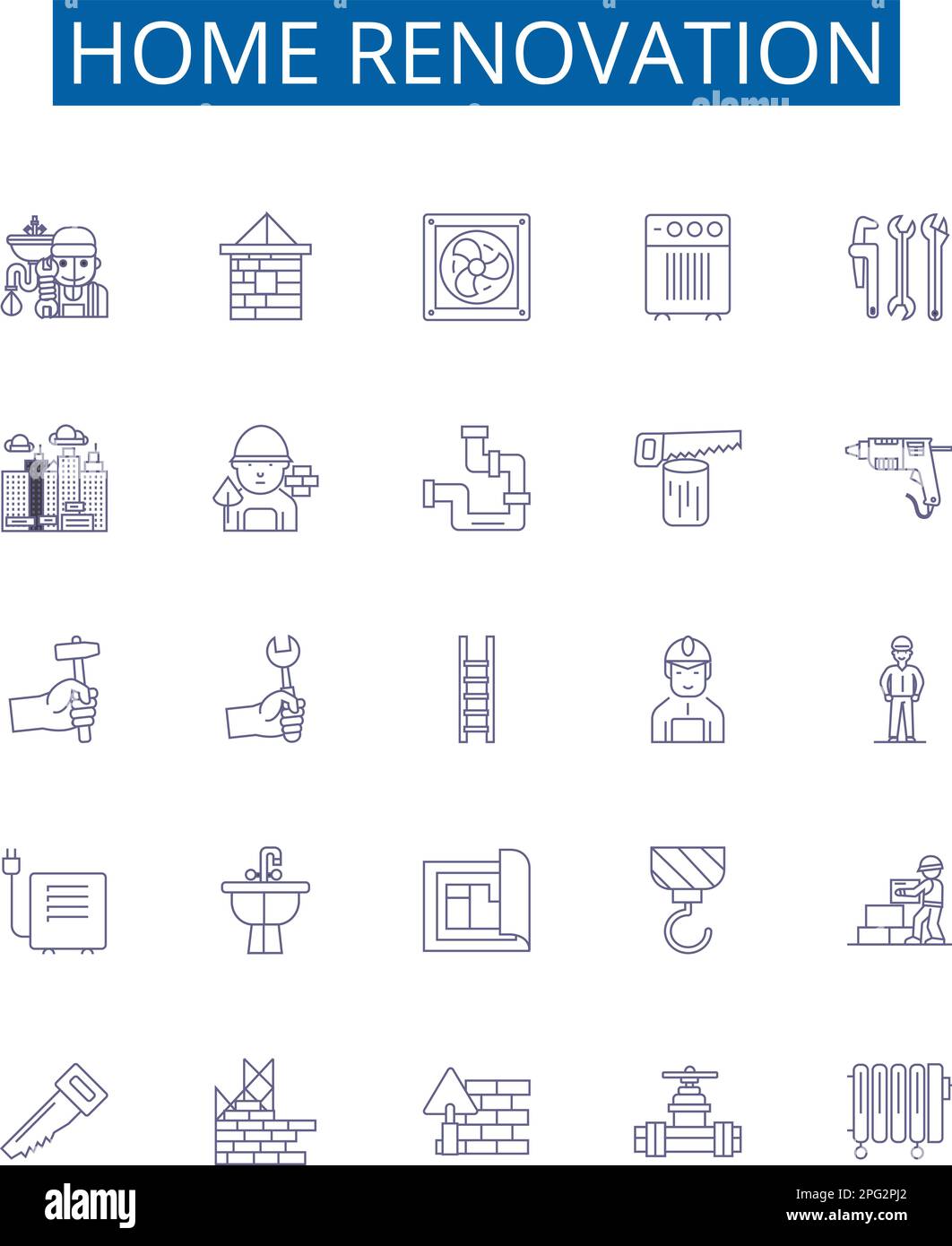 Home renovation line icons signs set. Design collection of Renovate ...