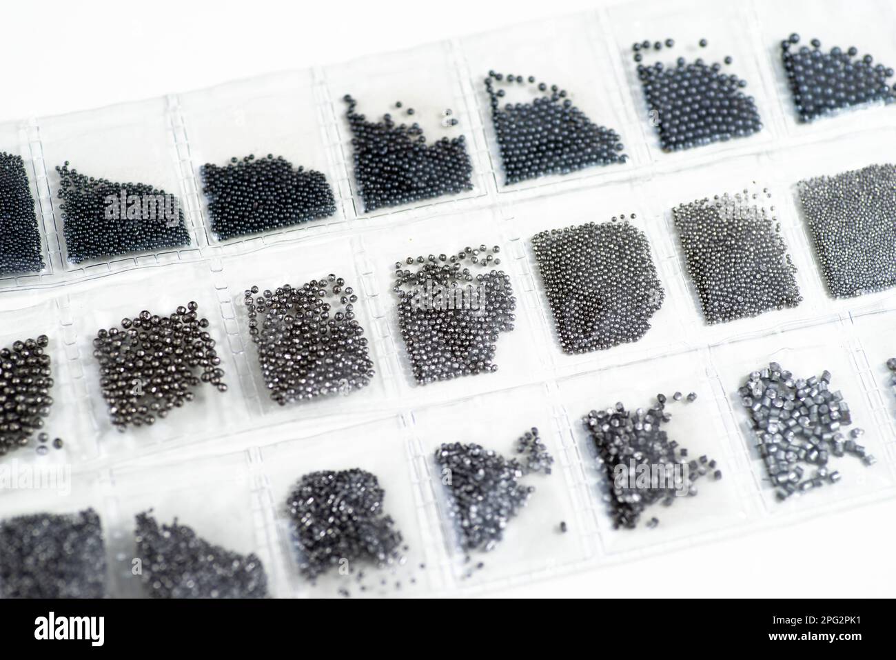 Close up of abrasive blasting media sample,cut wire shot peening ...