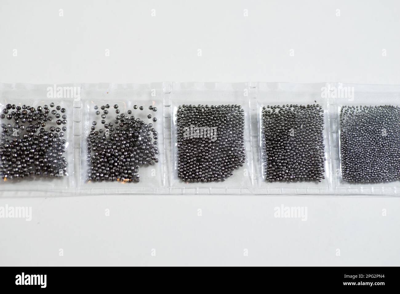 Close up of abrasive blasting media sample,cut wire shot peening ...