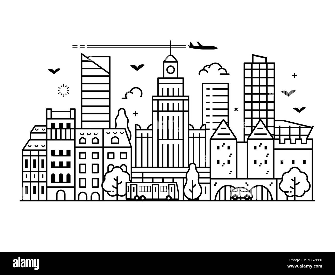 Panorama warsaw city skyline Black and White Stock Photos & Images - Alamy