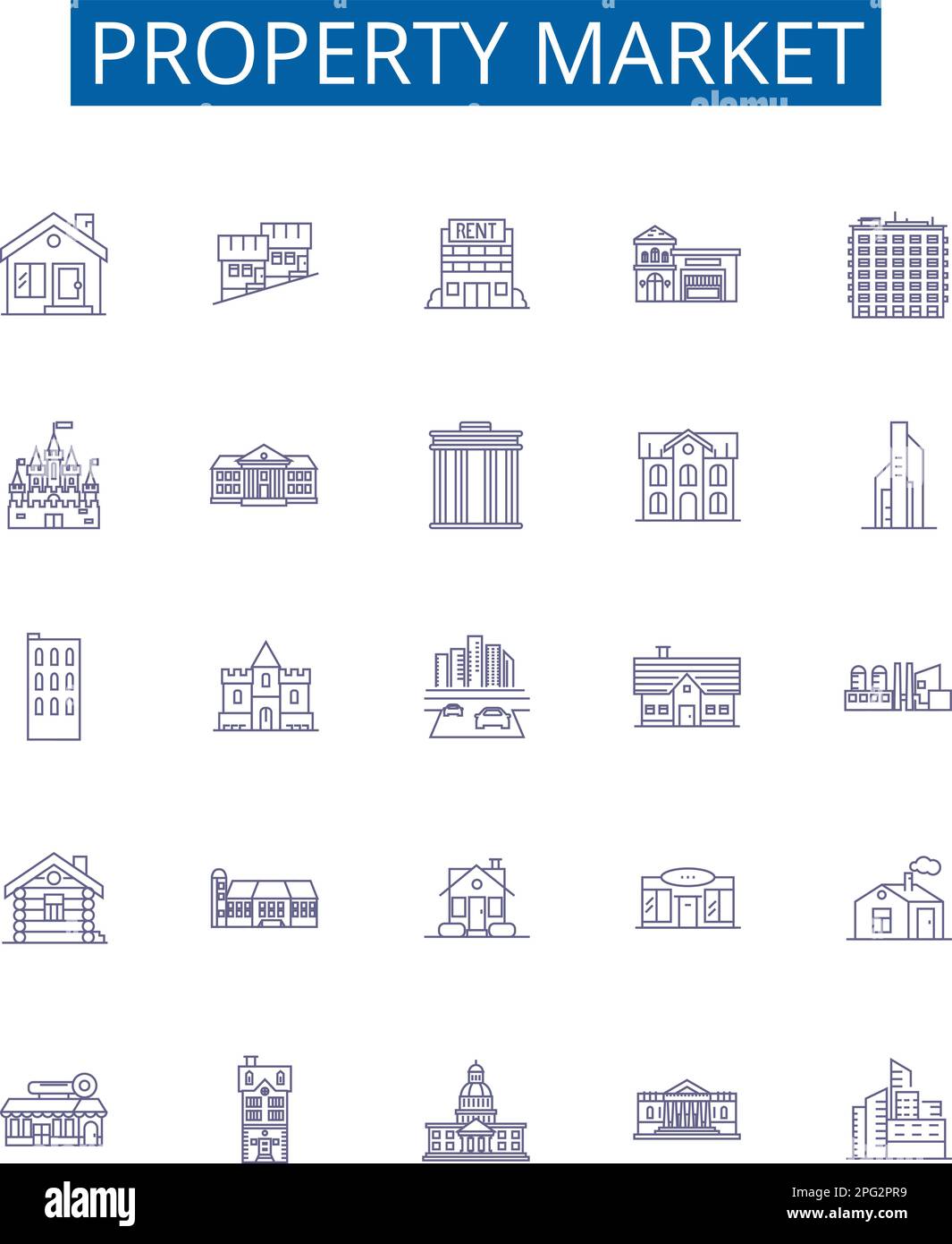 Property market line icons signs set. Design collection of real estate, property, housing ...