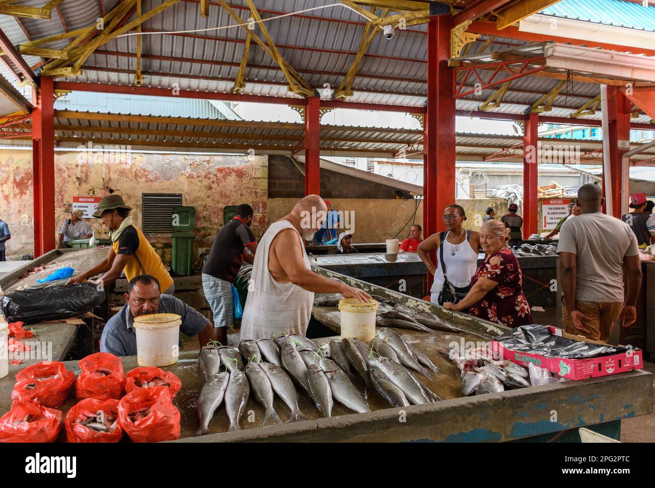 The People selling fish at busy market Stock Photo - Alamy