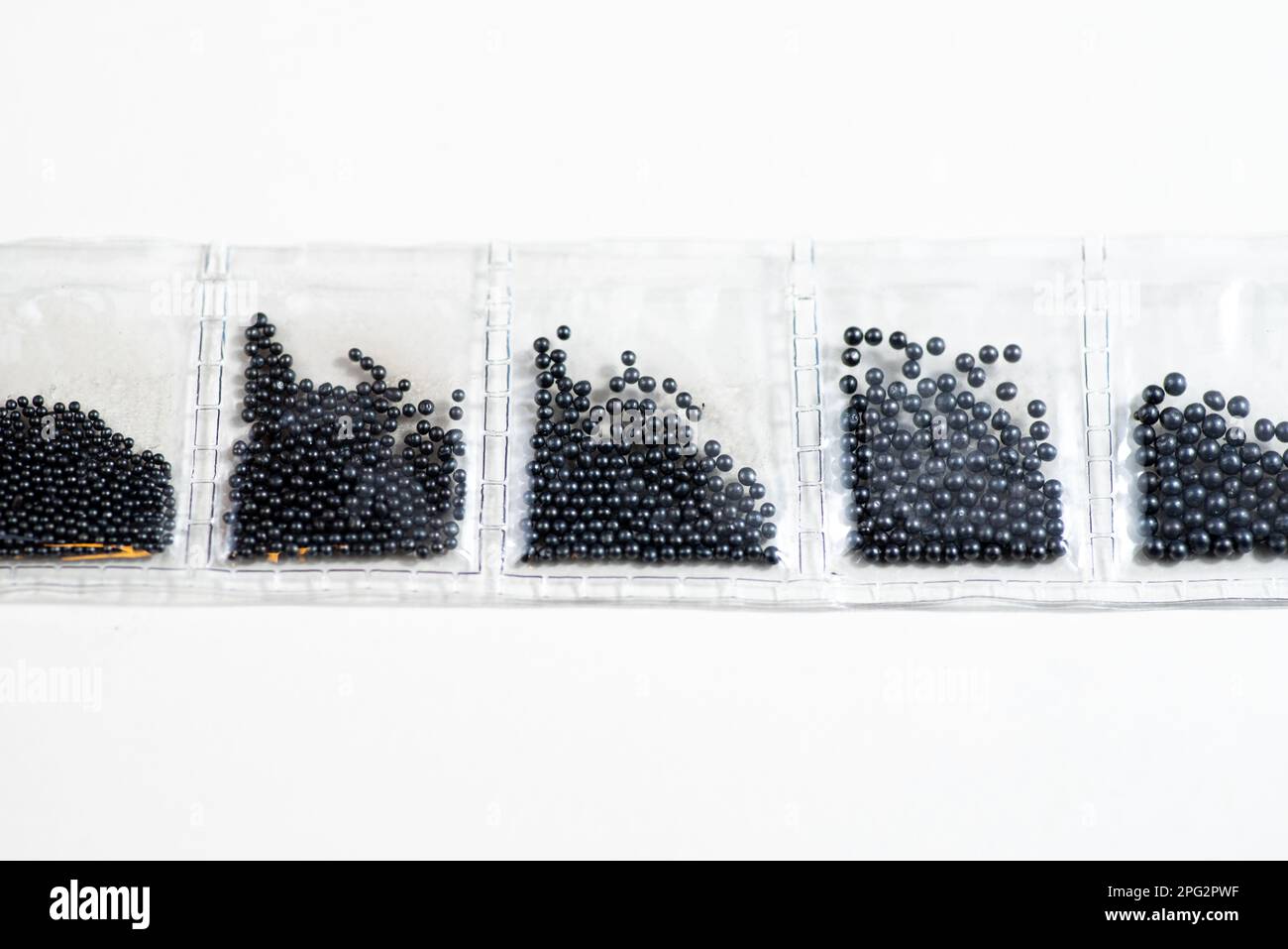 Close up of abrasive blasting media sample,cut wire shot peening ...