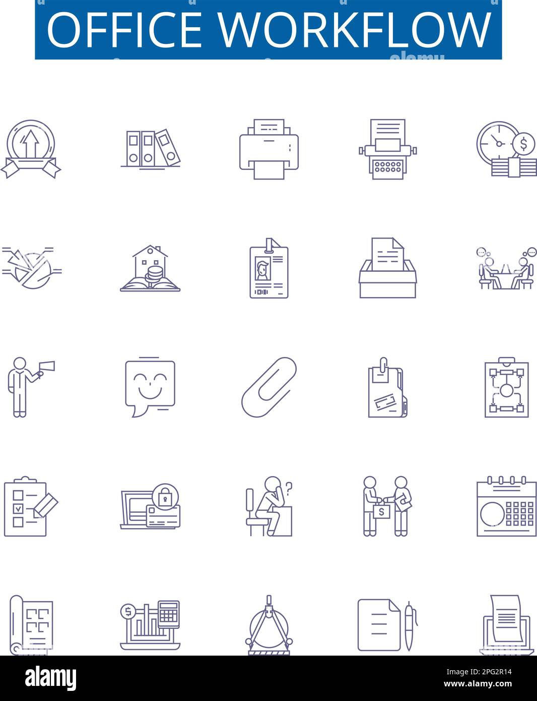 Office Workflow Line Icons Signs Set Design Collection Of Workflow Office Process Automation