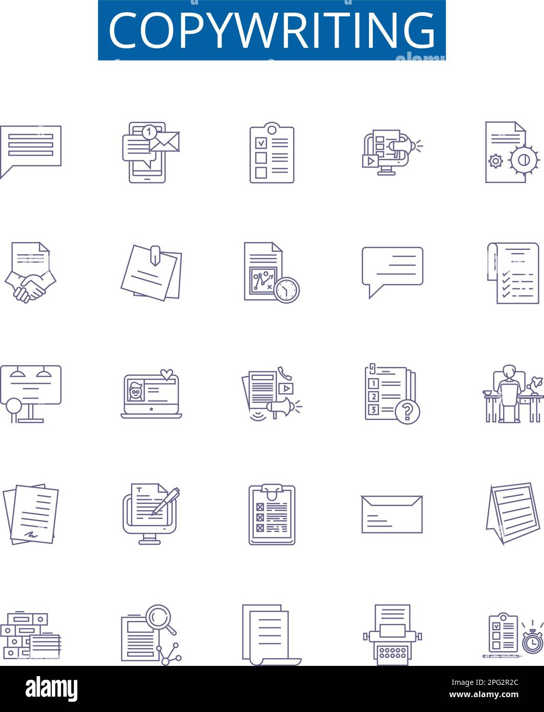 Copywriting line icons signs set. Design collection of Copywriting ... Copywriting line icons signs set. Design collection of Copywriting ...