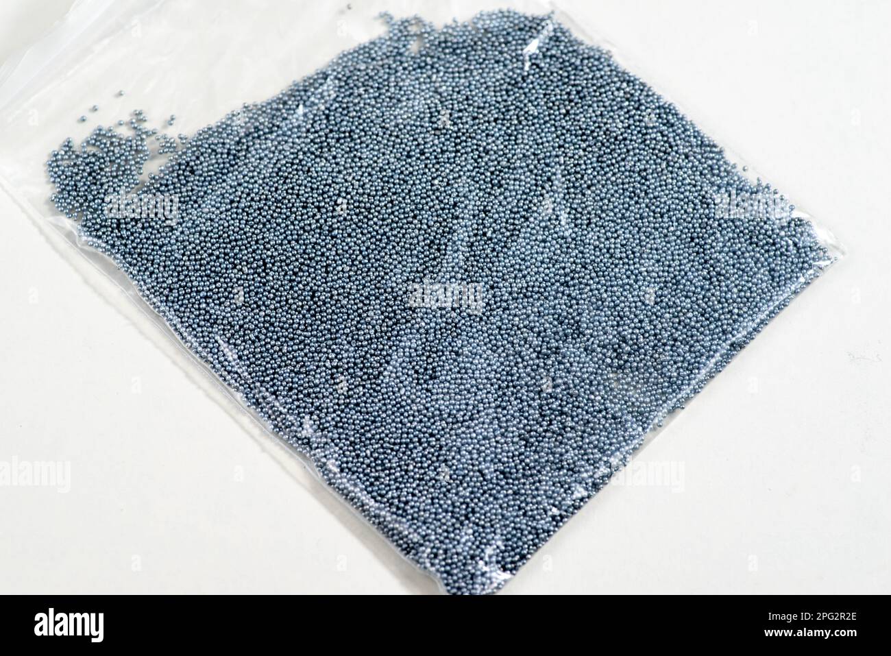 Close up of abrasive blasting media sample,cut wire shot peening ...