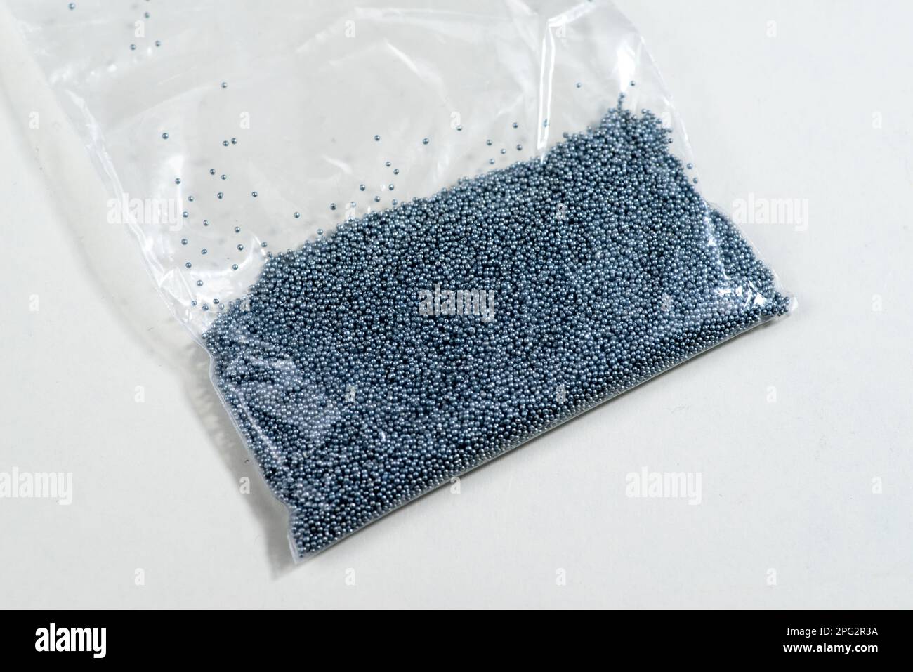 Close up of abrasive blasting media sample,cut wire shot peening ...