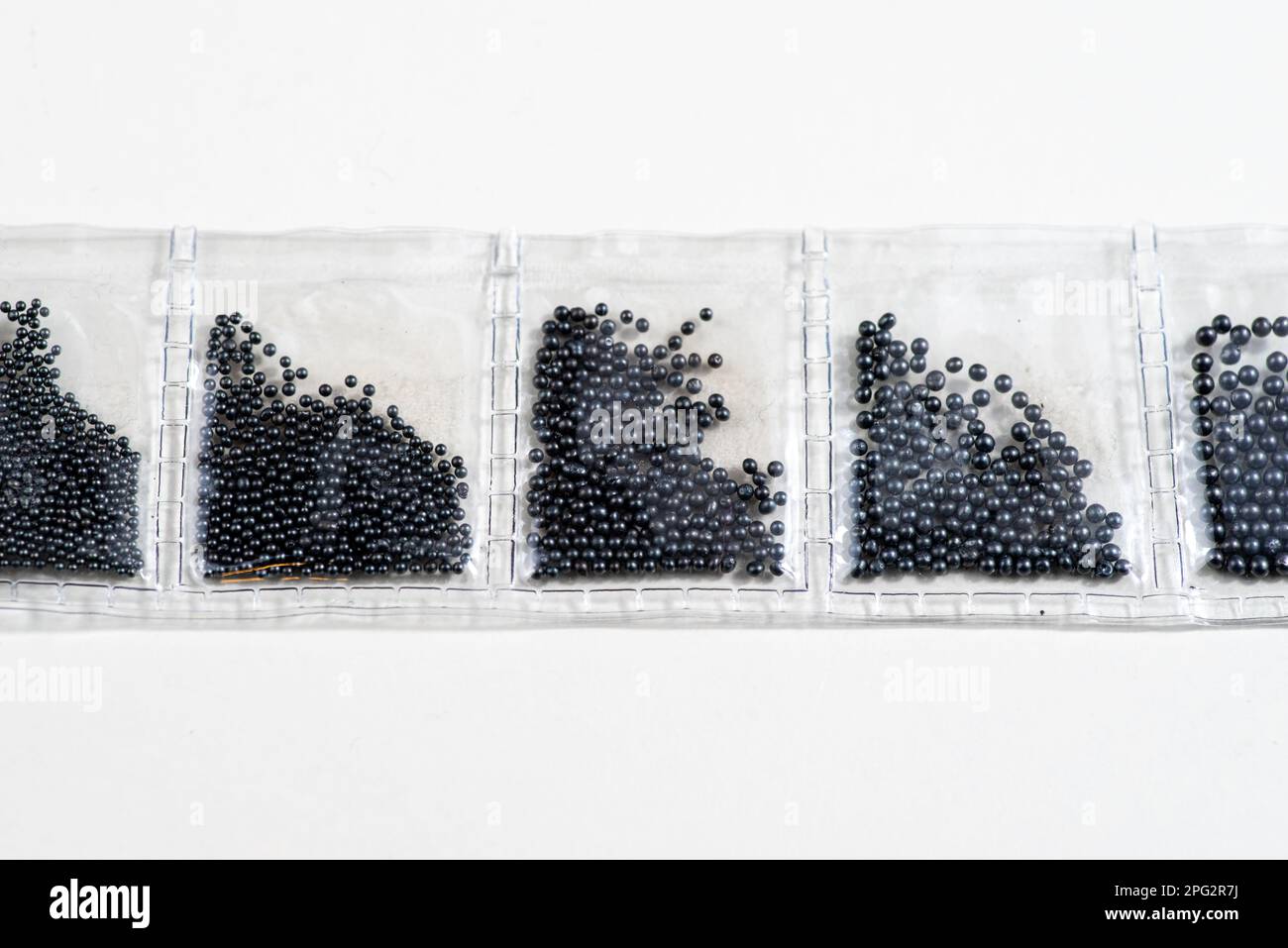 Close up of abrasive blasting media sample,cut wire shot peening ...