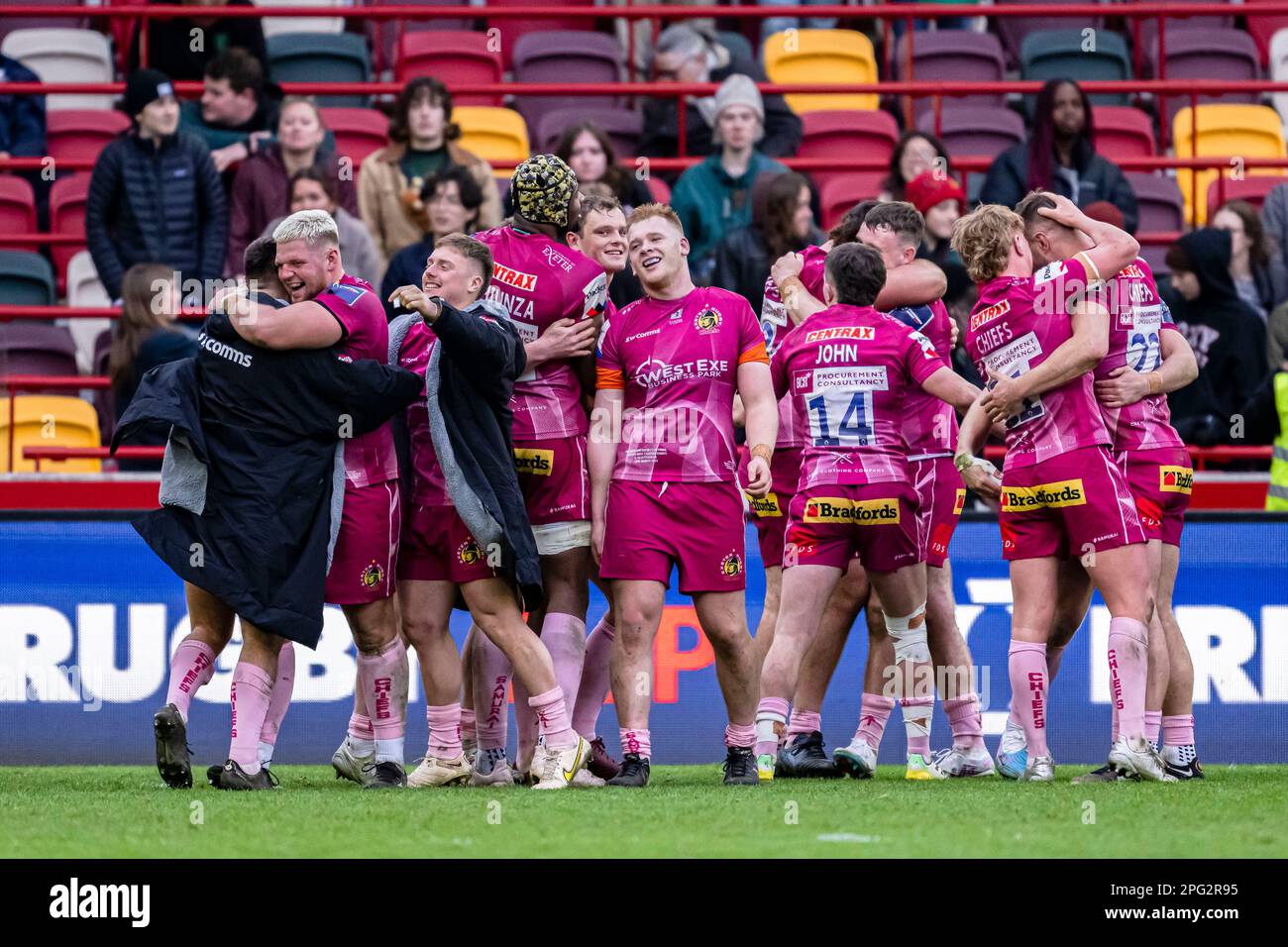 LONDON, UNITED KINGDOM. 19th, Mar 2023. Exeter Chiefs are celebrated ...