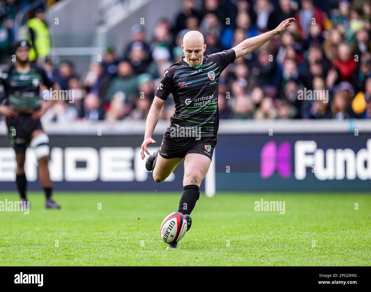 LONDON, UNITED KINGDOM. 19th, Mar 2023. Jacob Atkins of London Irish ...