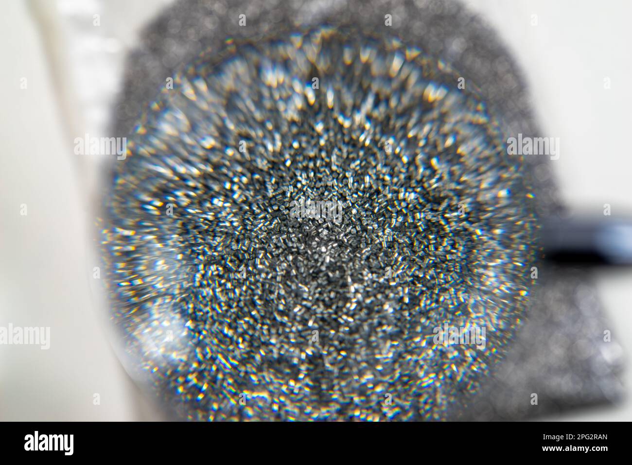 Close up of abrasive blasting media sample,cut wire shot peening ...