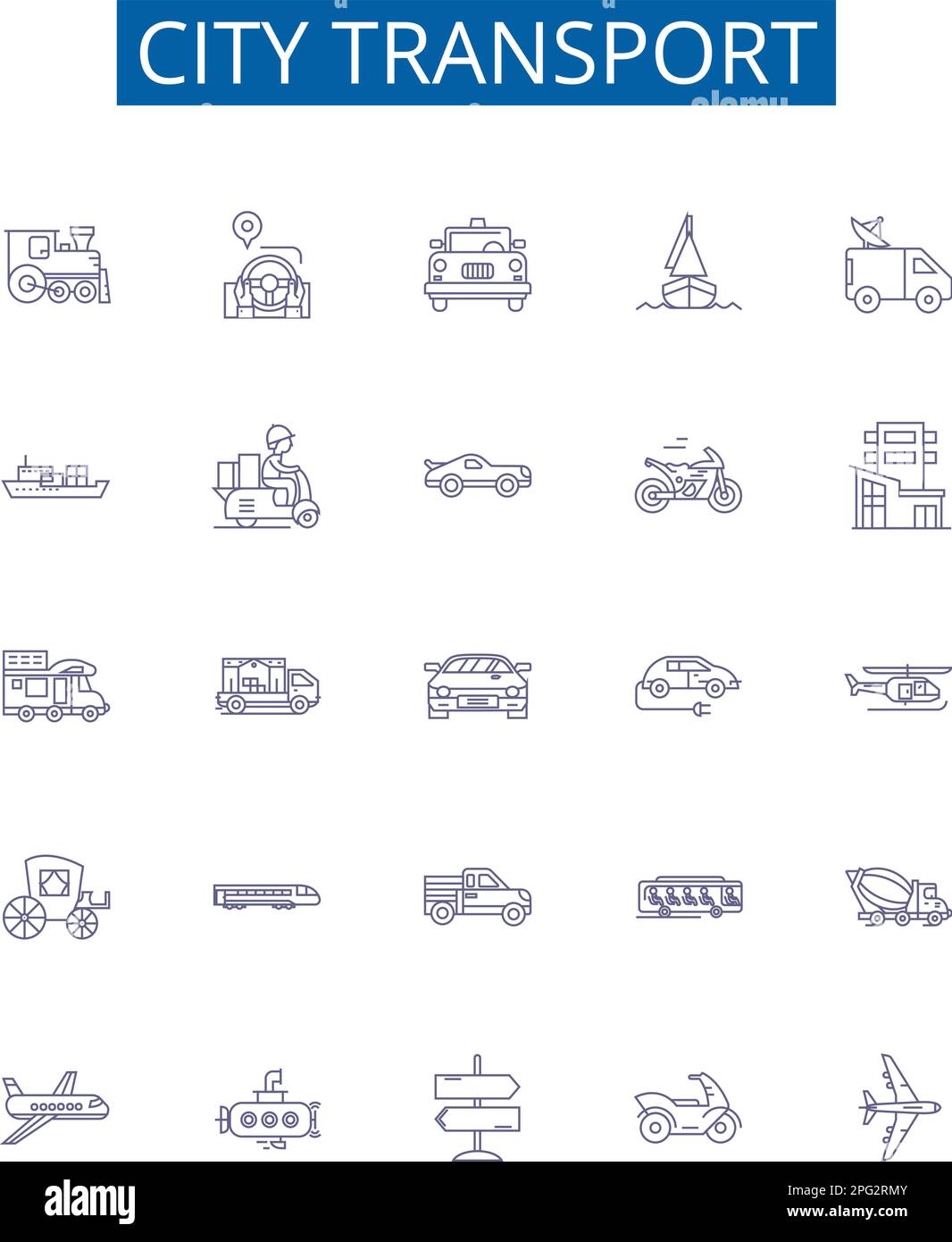 City transport line icons signs set. Design collection of Urban, Transportation, Bus, Subway ...