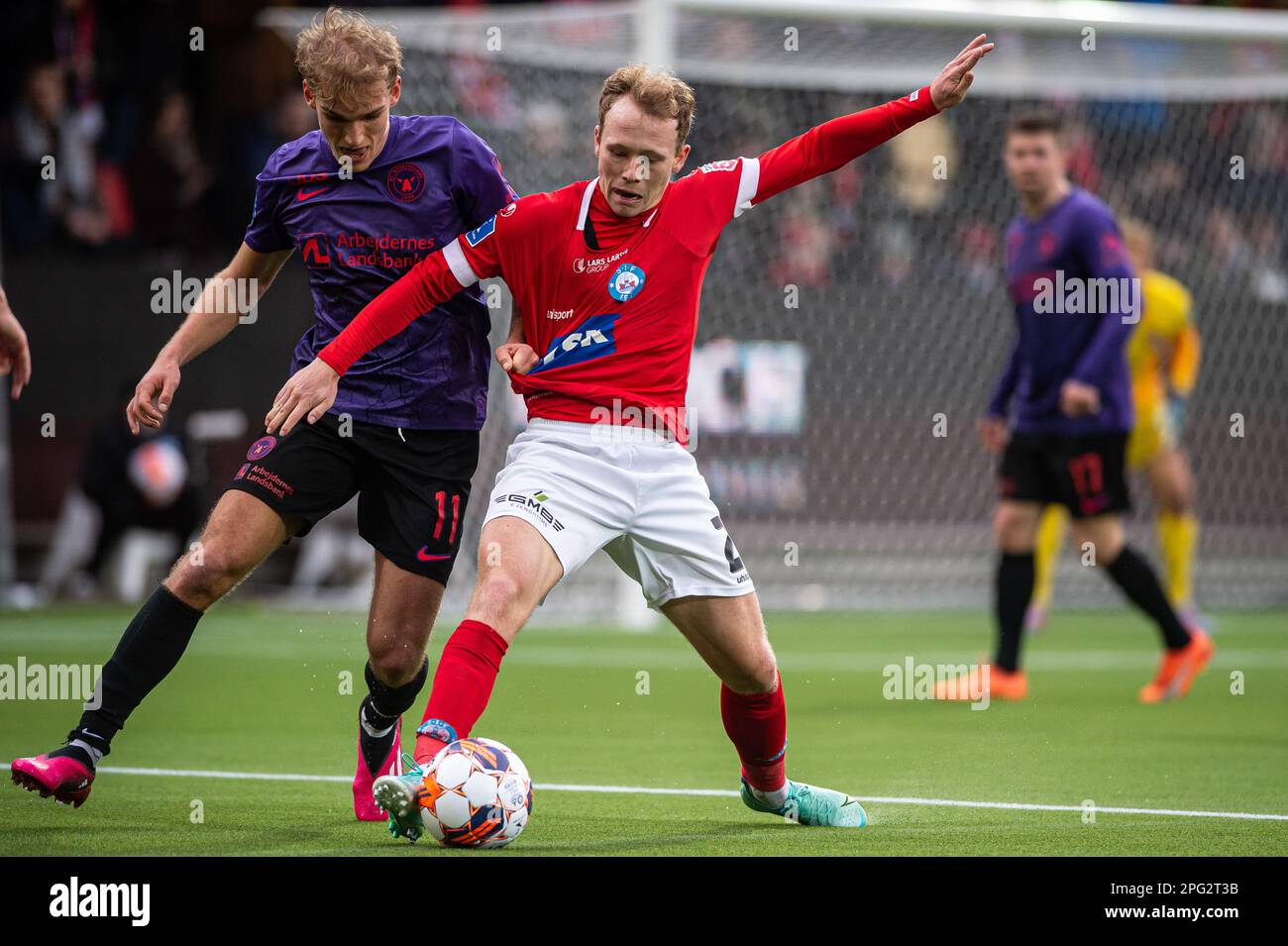 Silkeborg, Denmark. 19th Mar, 2023. Anders Klynge (21) of Silkeborg IF ...