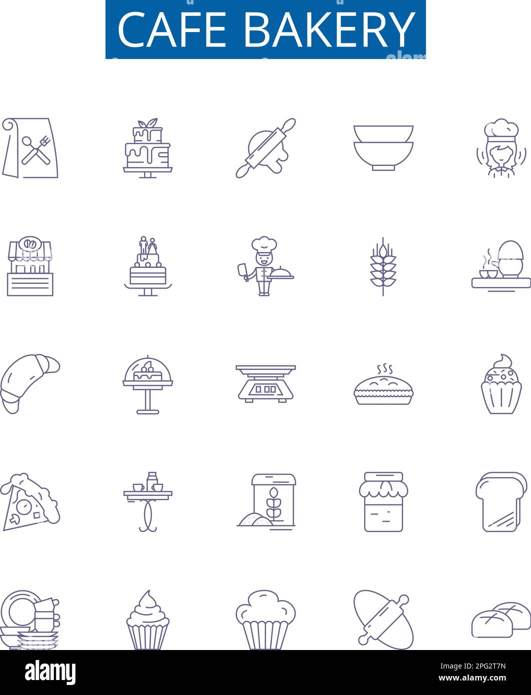 Cafe bakery line icons signs set. Design collection of Cafe, Bakery, Coffee, Pastries, Cupcakes ...