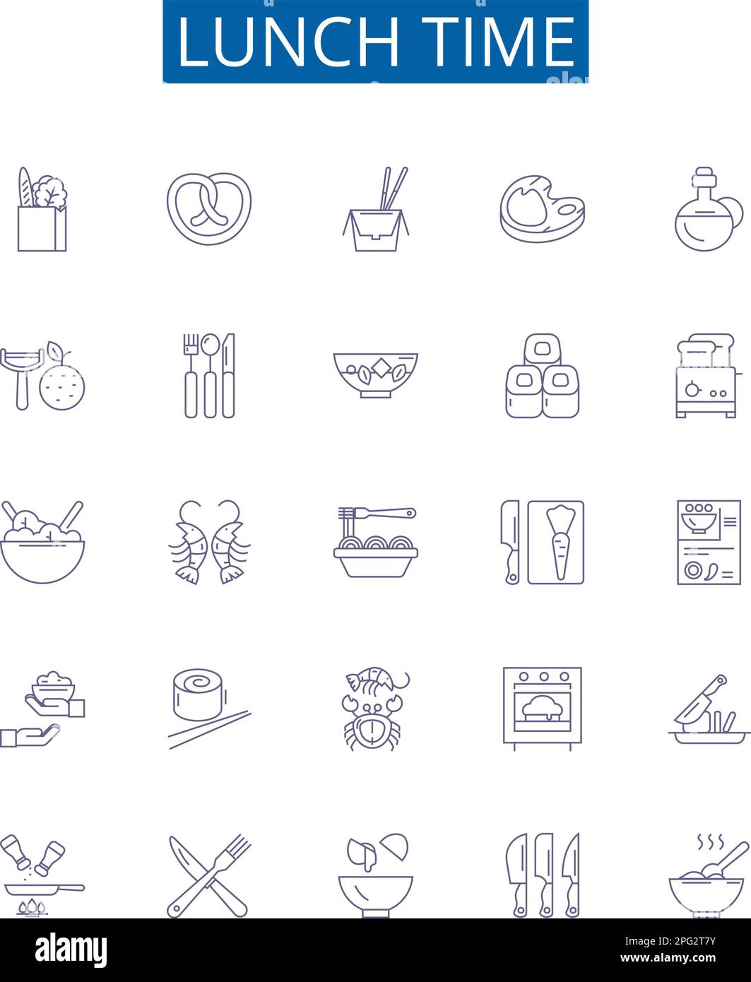 Lunch time line icons signs set. Design collection of Mealtime ...