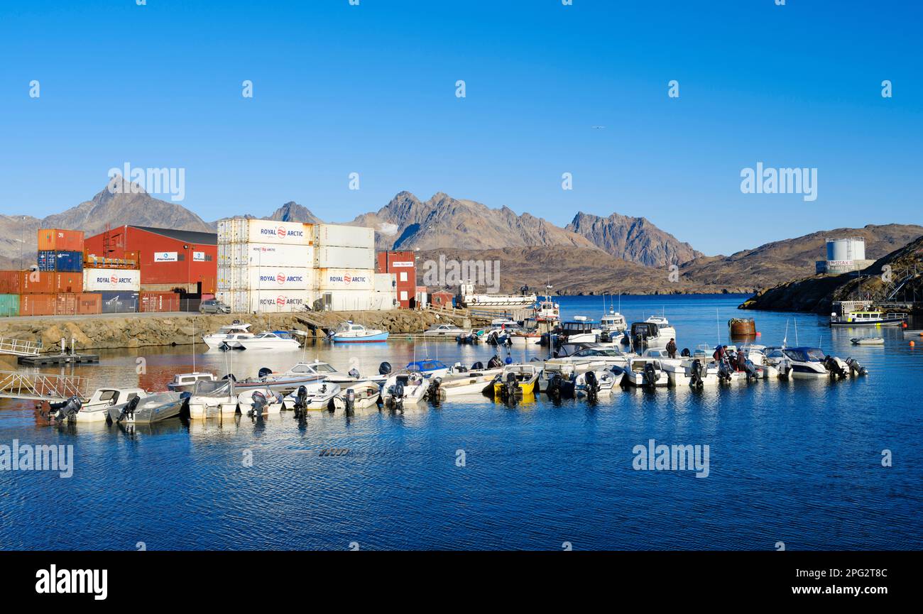 The harbour. Town Tasiilaq (formerly called Ammassalik), the biggest ...
