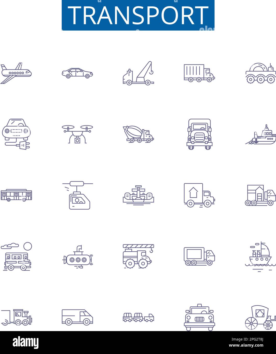 Transport line icons signs set. Design collection of Transportation ...