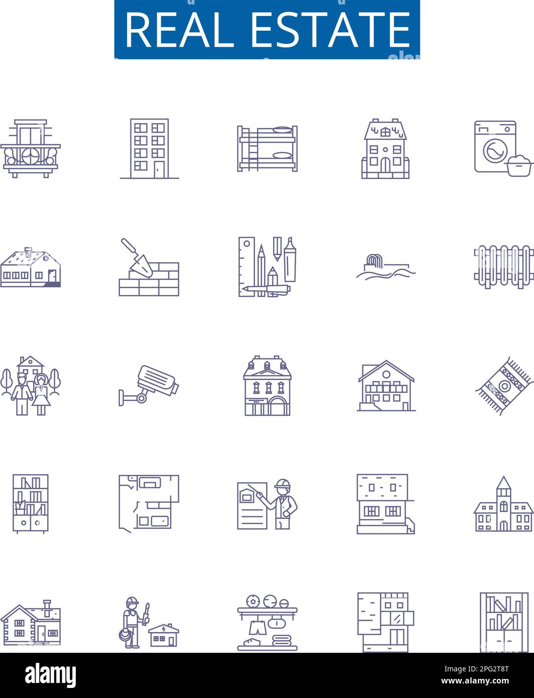 Real estate line icons signs set. Design collection of Property, Homes, Land, Houses, Investment ...