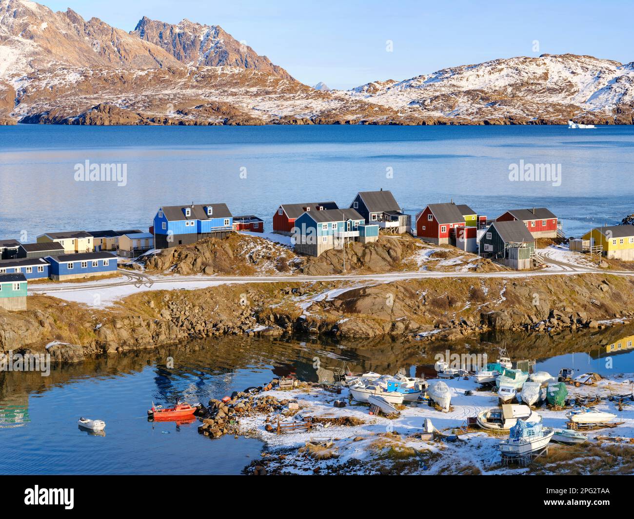 The small harbour. Town Tasiilaq (formerly called Ammassalik), the ...