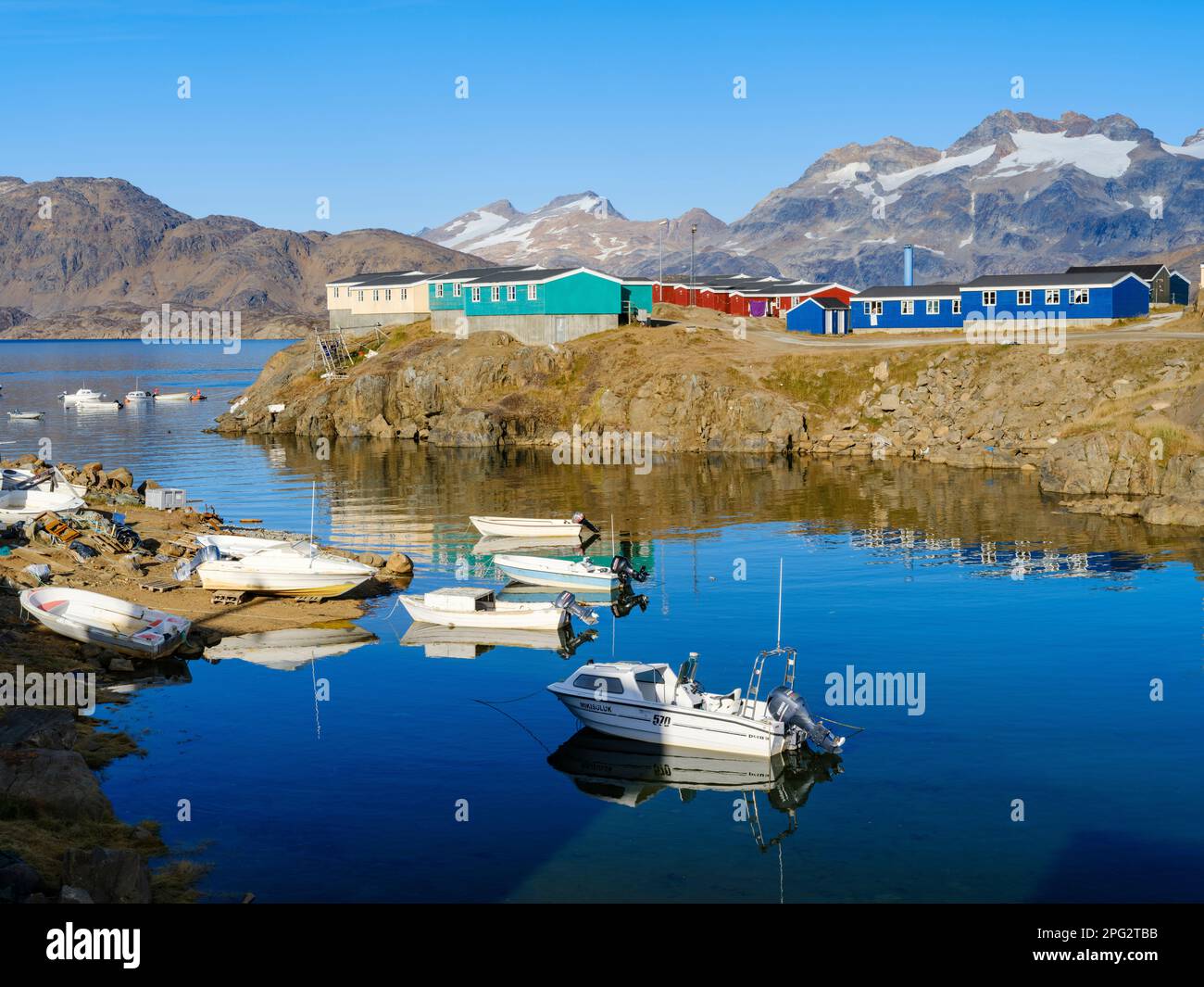 The small harbour. Town Tasiilaq (formerly called Ammassalik), the ...