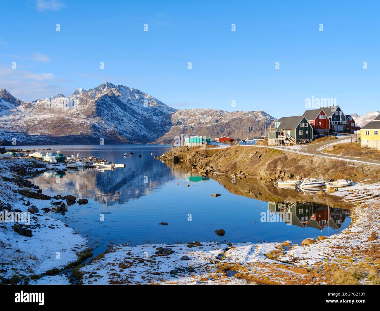 The small harbour. Town Tasiilaq (formerly called Ammassalik), the ...