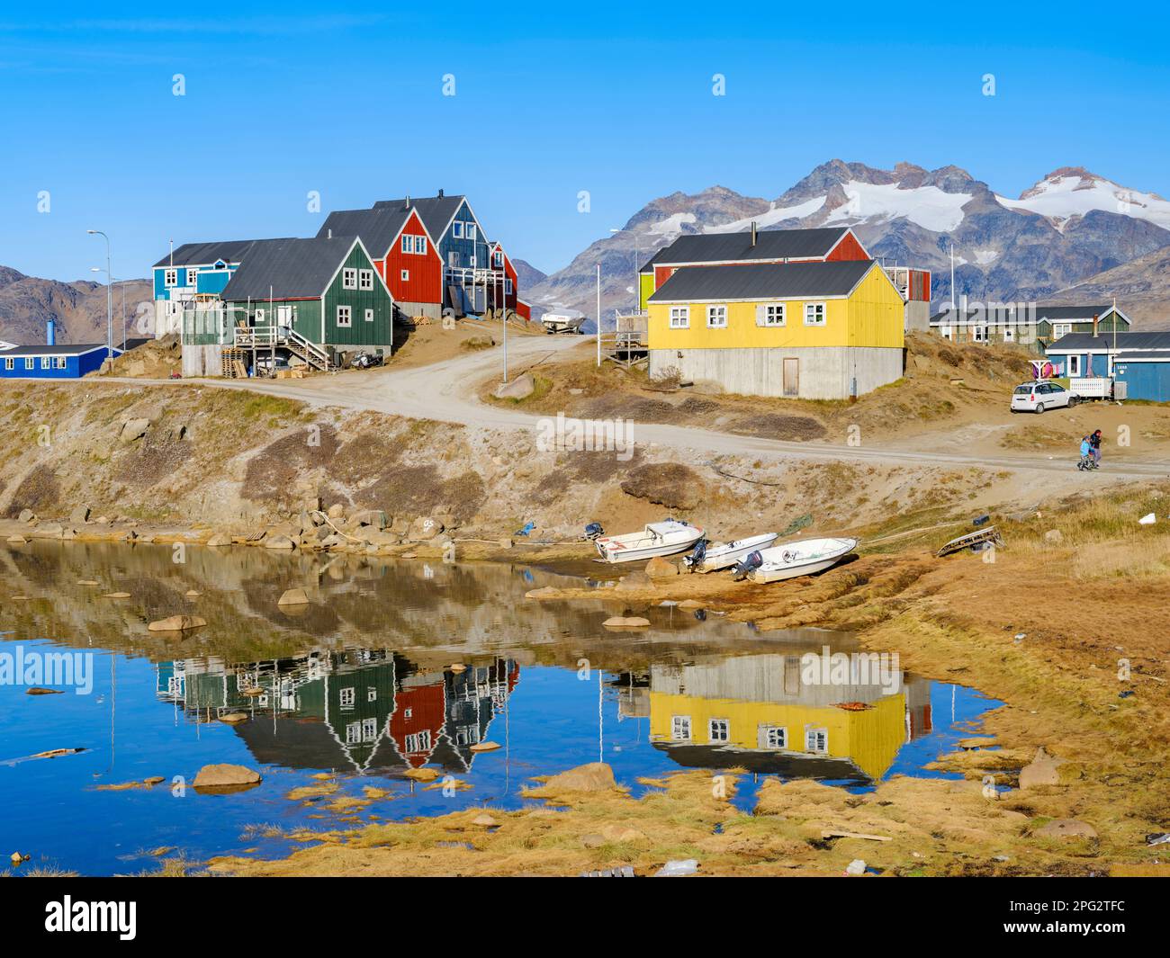 The small harbour. Town Tasiilaq (formerly called Ammassalik), the ...