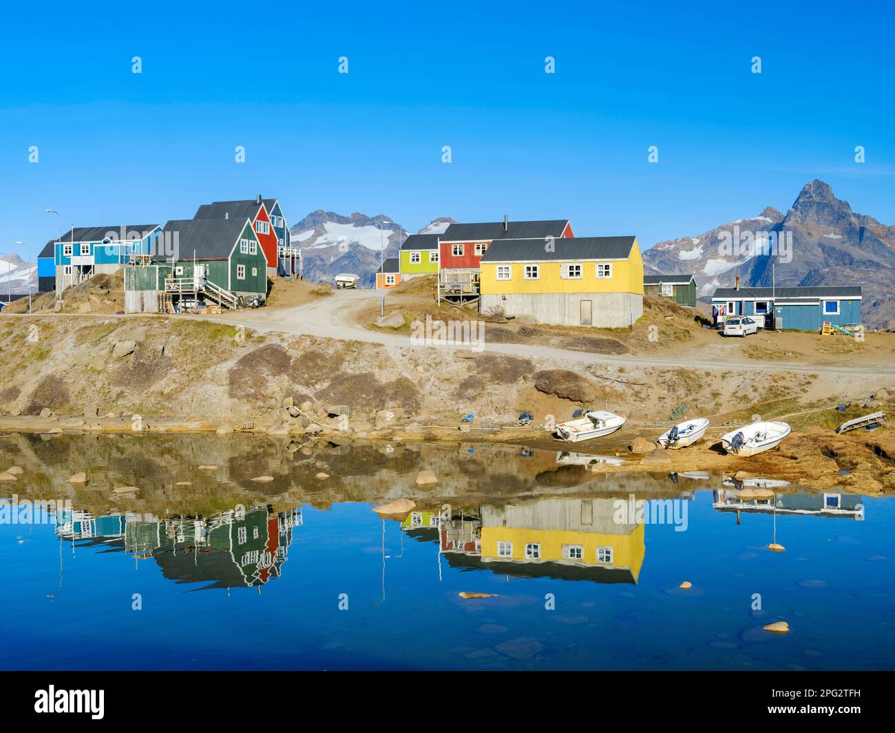 The small harbour. Town Tasiilaq (formerly called Ammassalik), the ...