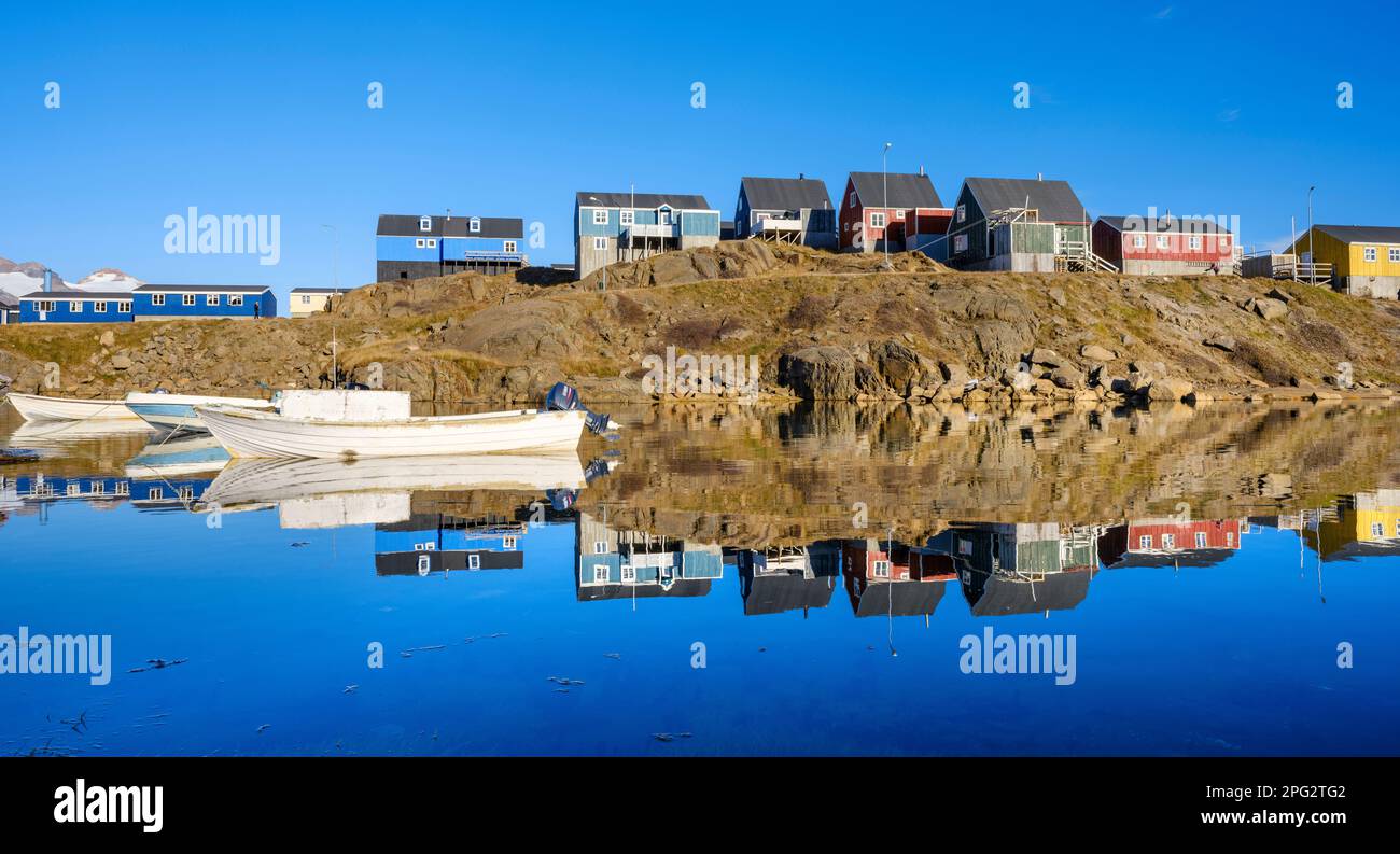 The small harbour. Town Tasiilaq (formerly called Ammassalik), the ...
