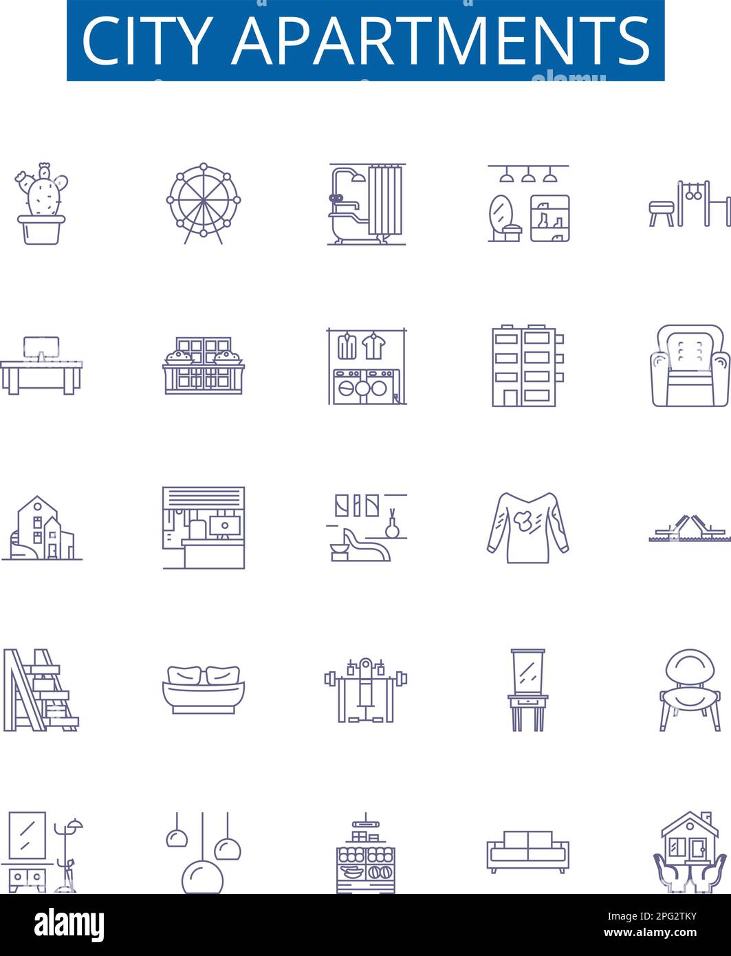 City apartments line icons signs set. Design collection of Apartments ...
