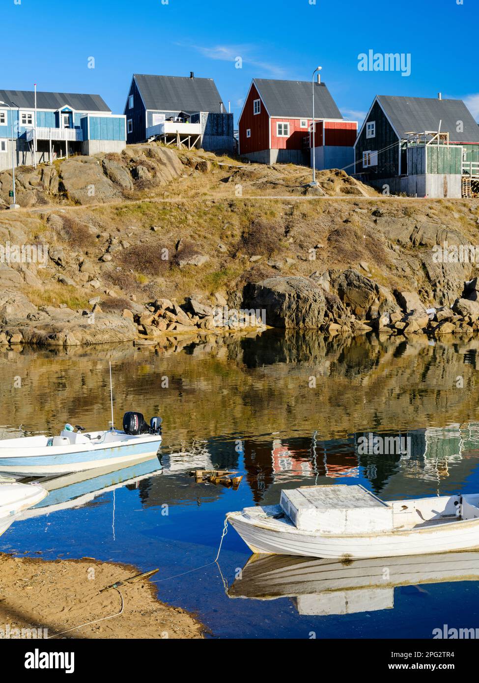 The small harbour. Town Tasiilaq (formerly called Ammassalik), the ...