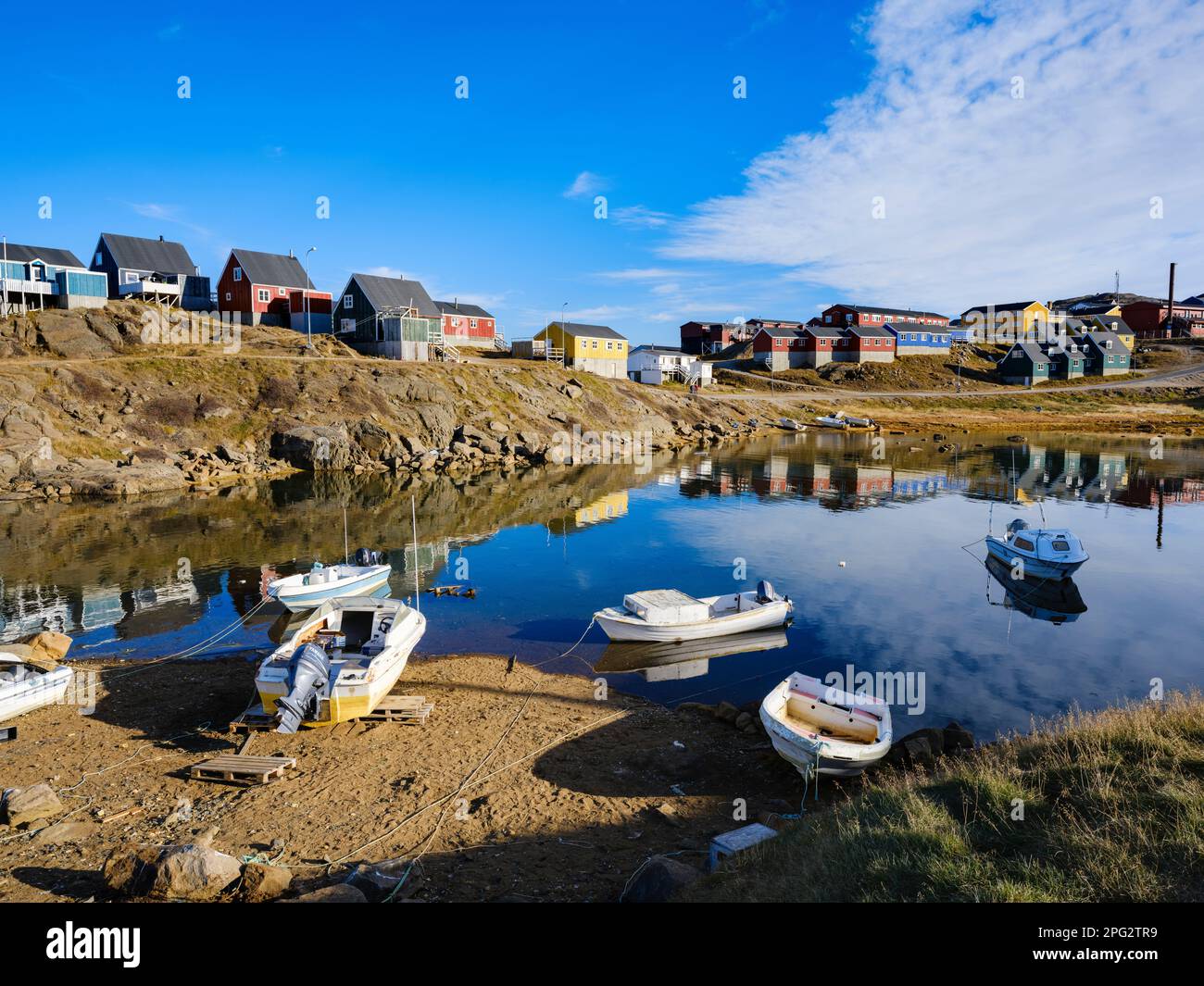 The small harbour. Town Tasiilaq (formerly called Ammassalik), the ...