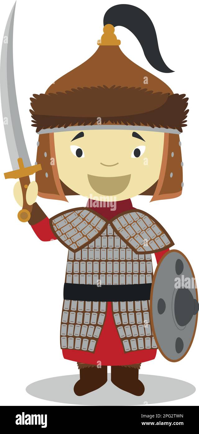 Mongol warrior cartoon character. Vector Illustration. Kids History ...