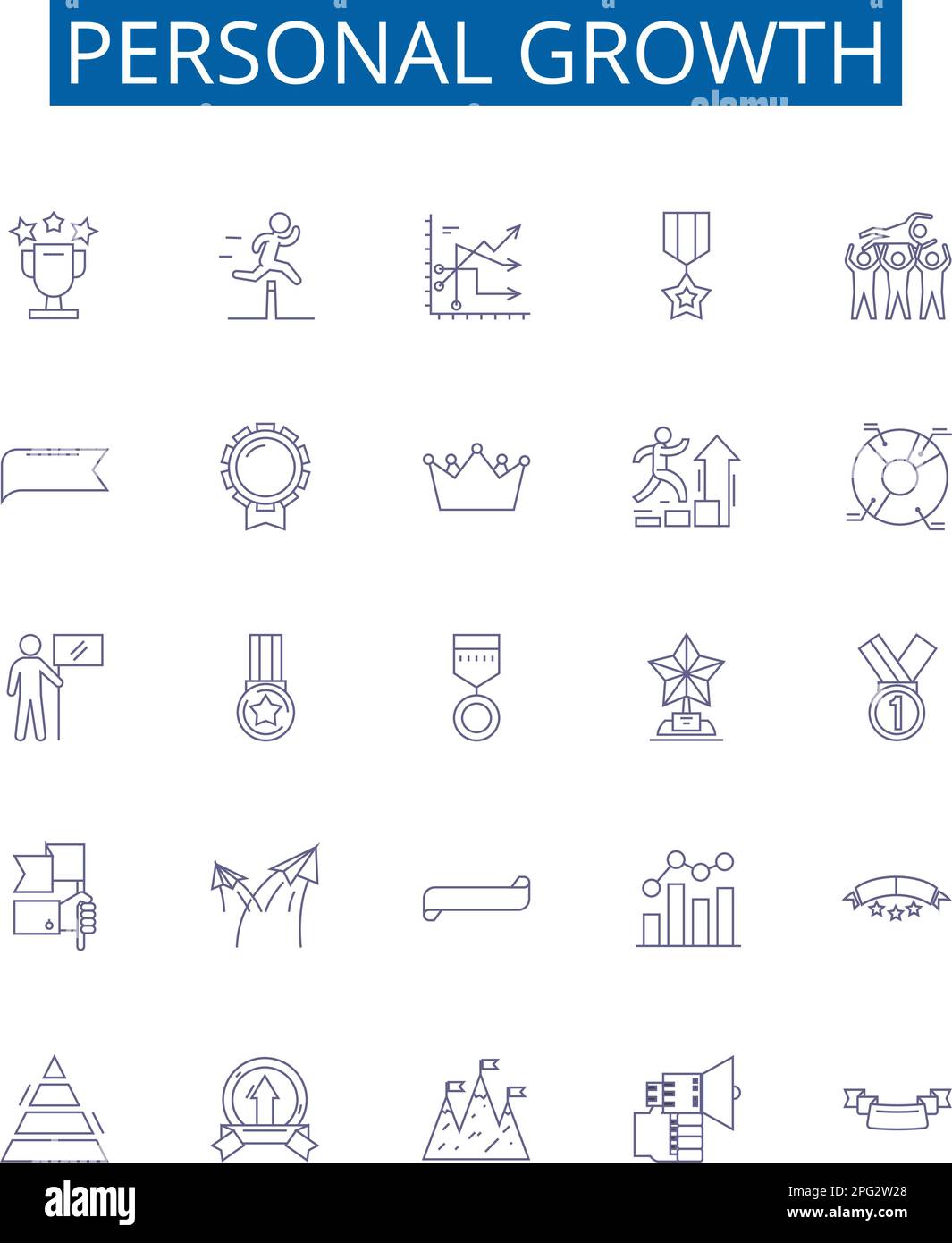 Personal growth line icons signs set. Design collection of Self improvement, Development ...