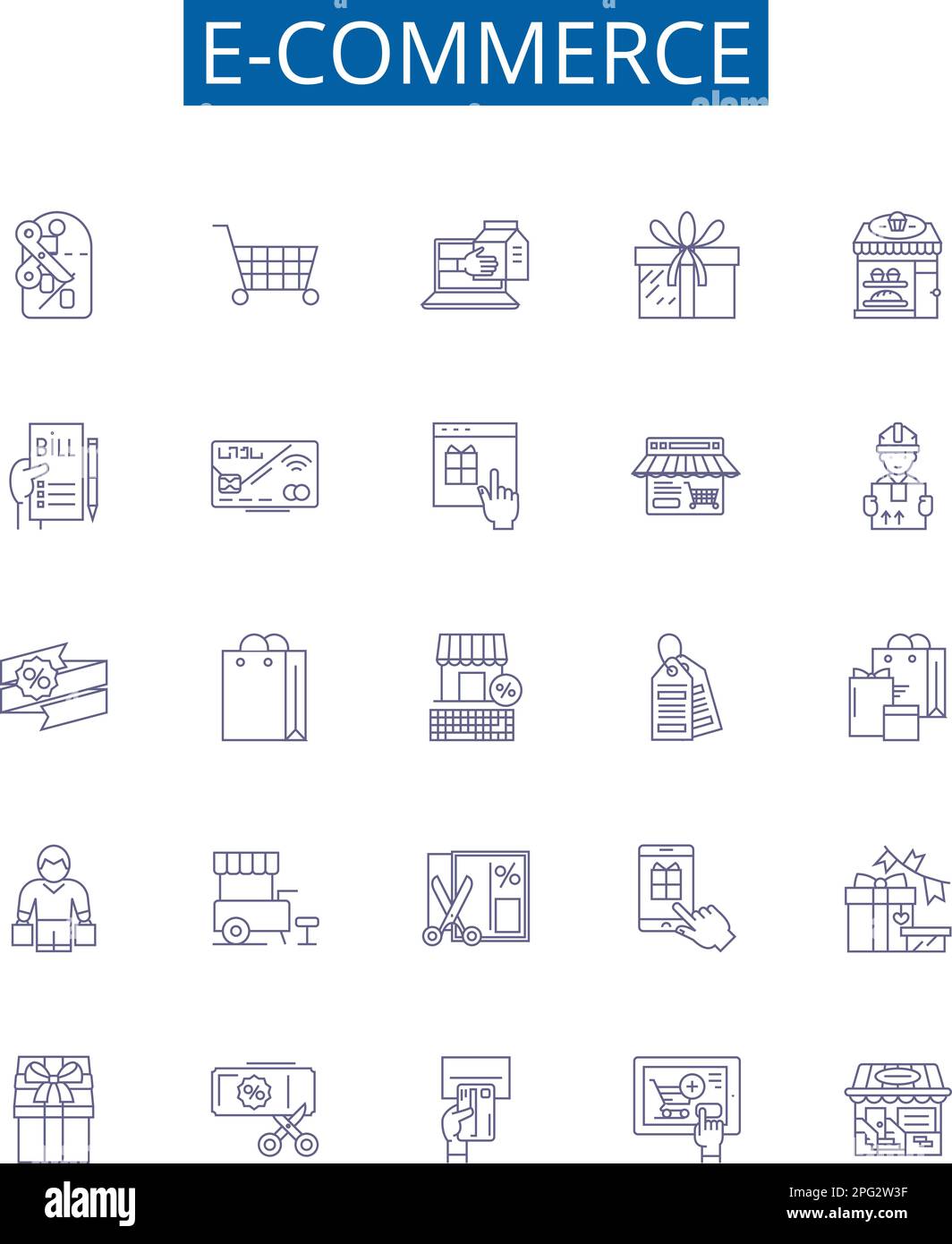 E Commerce Line Icons Signs Set Design Collection Of Online Shopping Marketplace Retail