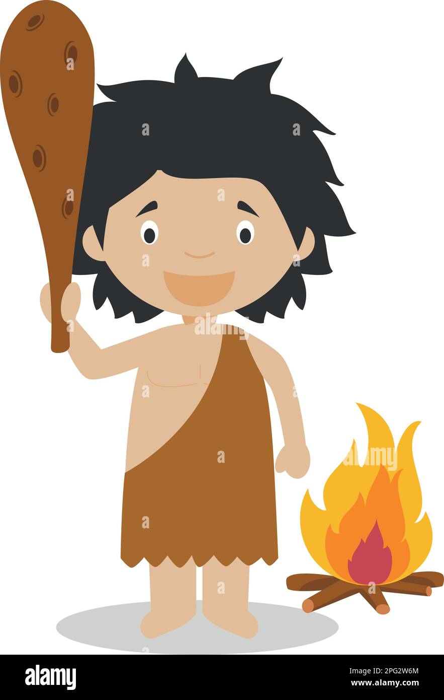 Prehistory cartoon character. Vector Illustration. Kids History ...