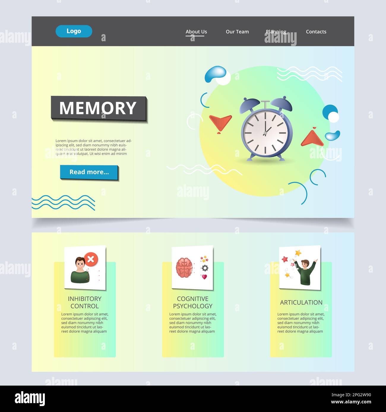 Memory flat landing page website template. Inhibitory control ...