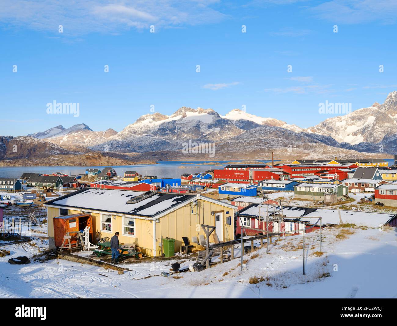 Traditional greenlandic house. Town Tasiilaq (formerly called ...