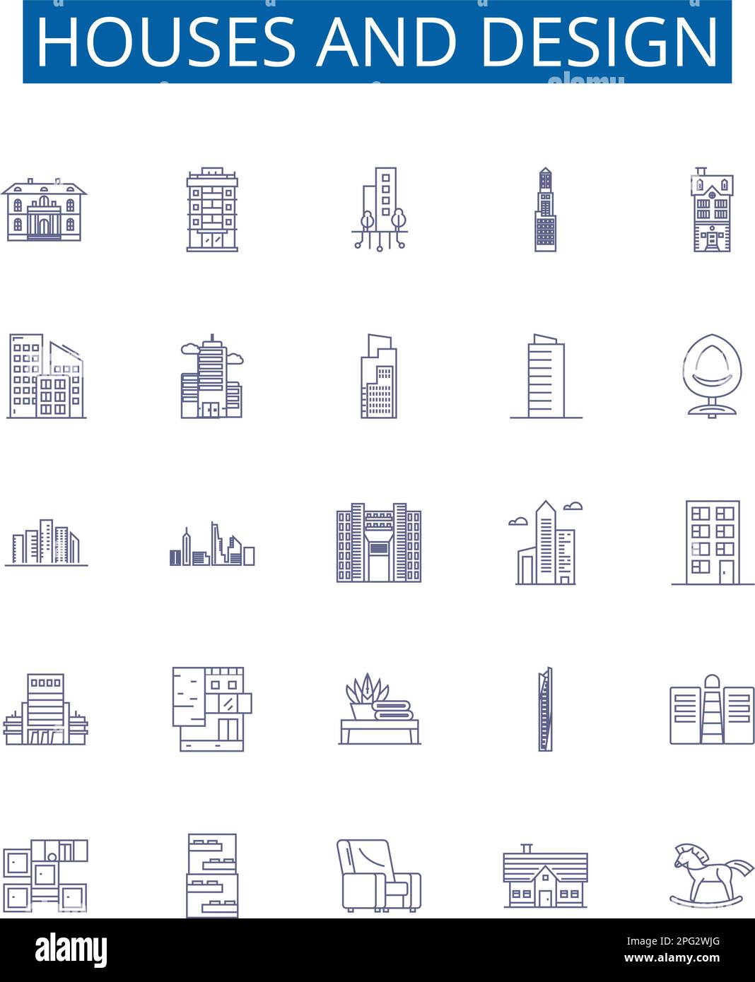 Houses and design line icons signs set. Design collection of ...