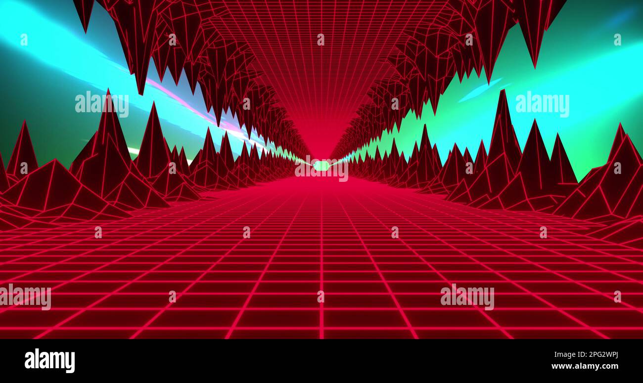 Image of metaverse grid moving in seamless loop over light trails Stock ...