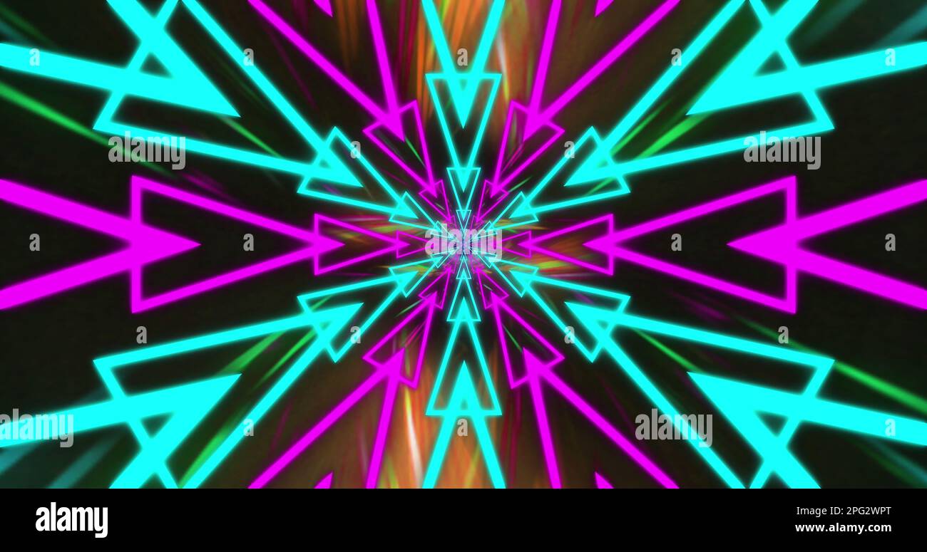 Image of arrows moving in seamless loop over light trails Stock Photo ...