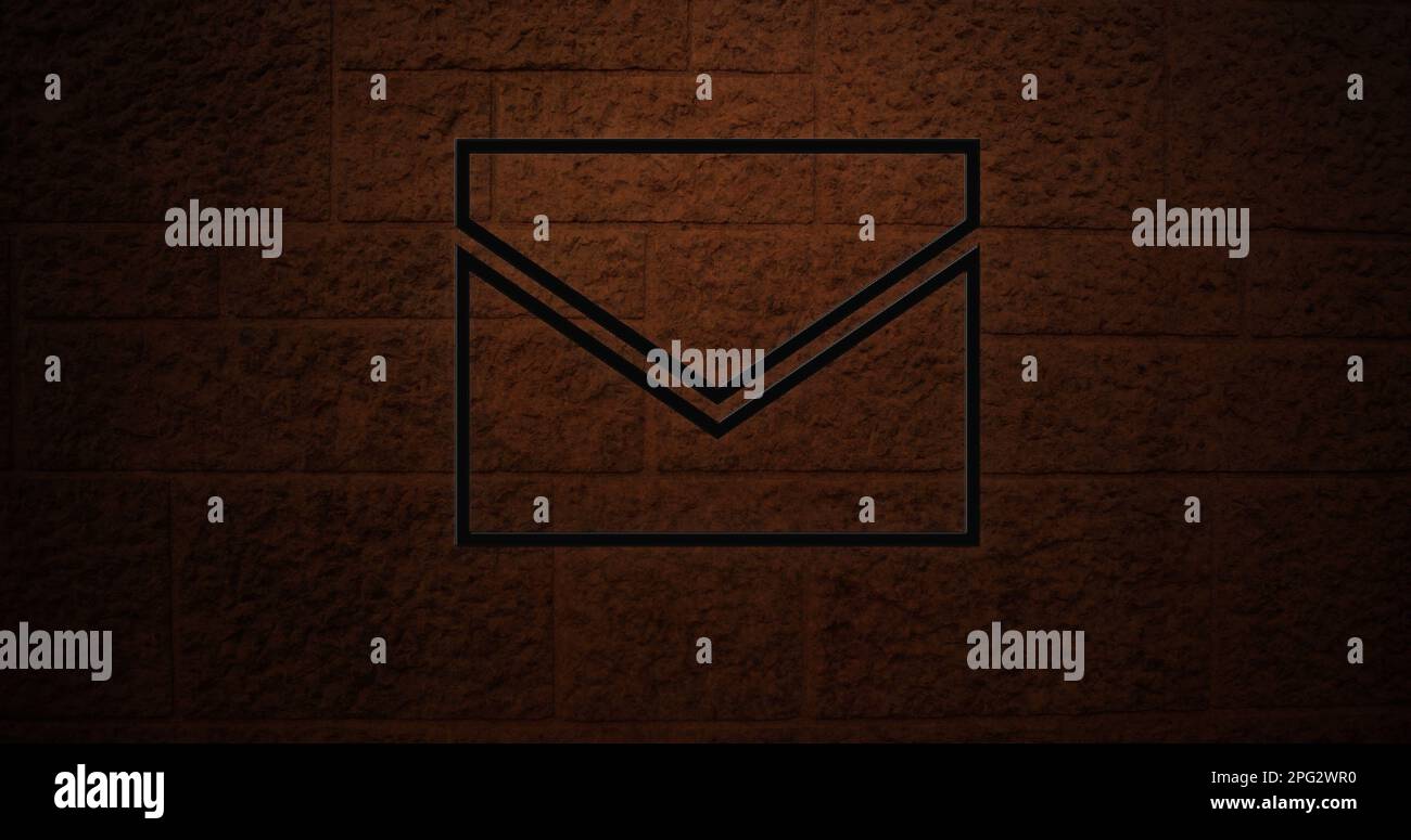 Composition of mail envelope icon over brick wall Stock Photo - Alamy
