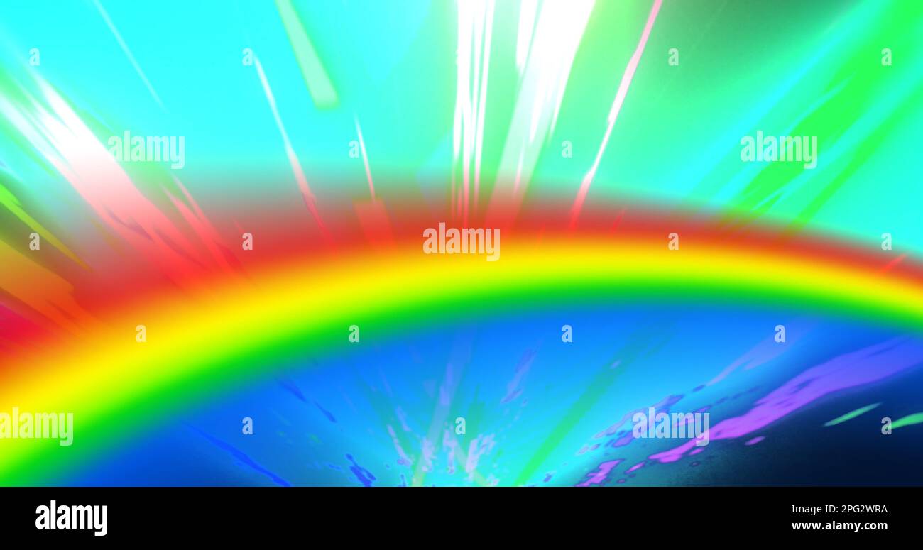 Image of rainbow moving in seamless loop over light trails Stock Photo ...