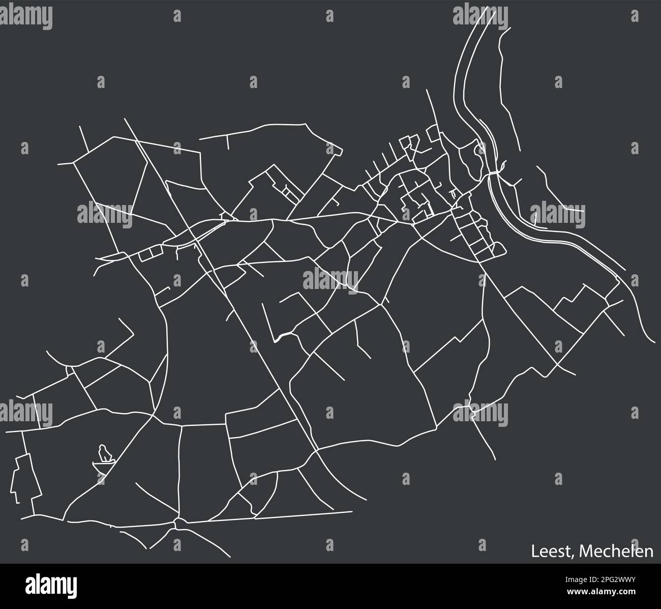 Street roads map of the LEEST SUBMUNICIPALITY, MECHELEN Stock Vector ...