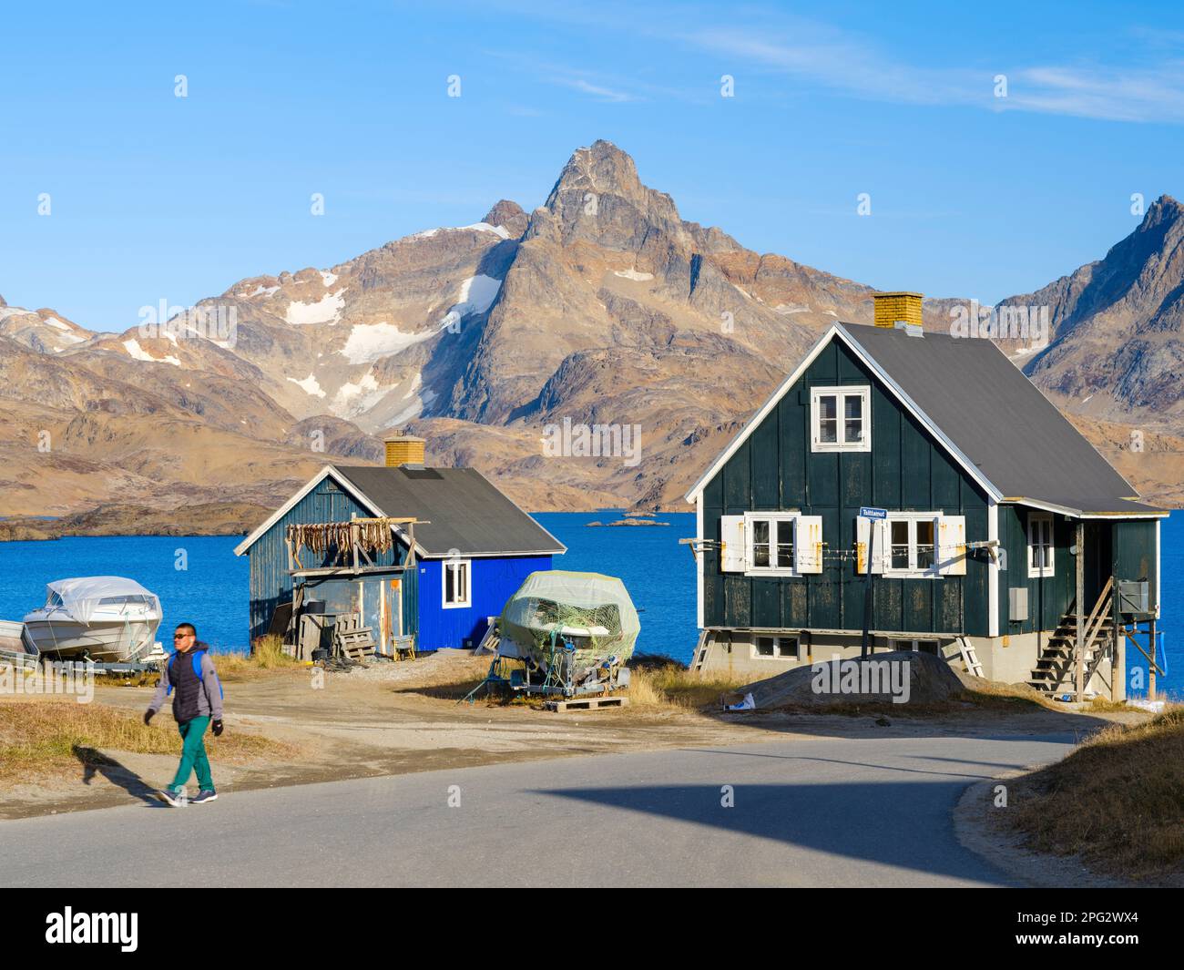Traditional greenlandic house. Town Tasiilaq (formerly called ...