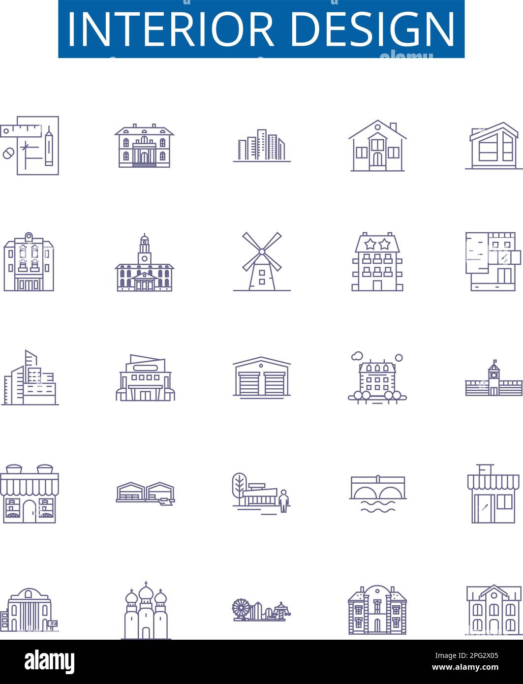 Interior design line icons signs set. Design collection of Decor ...