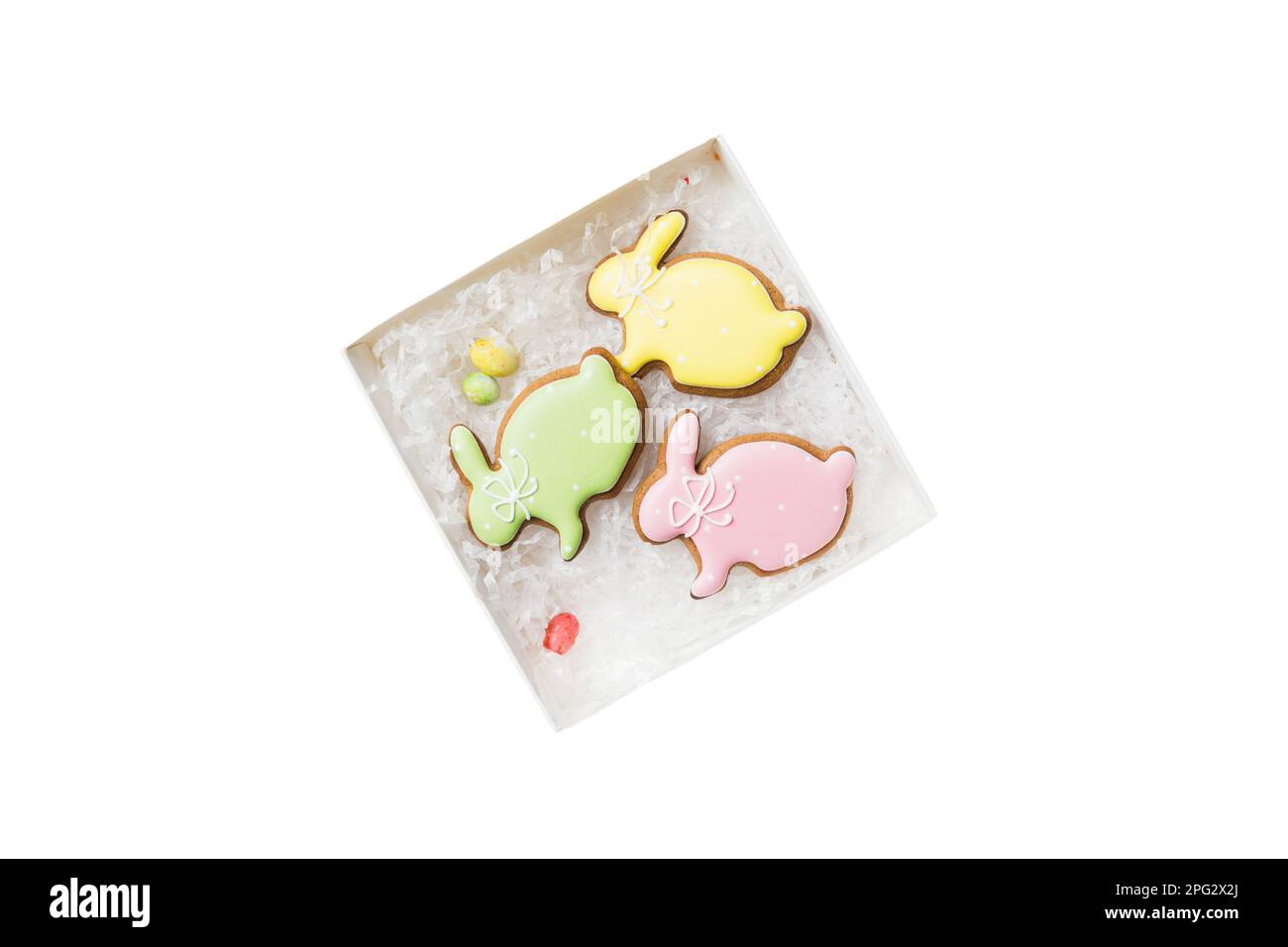 Colorful easter cookies in basket with Multi colors Easter eggs ...