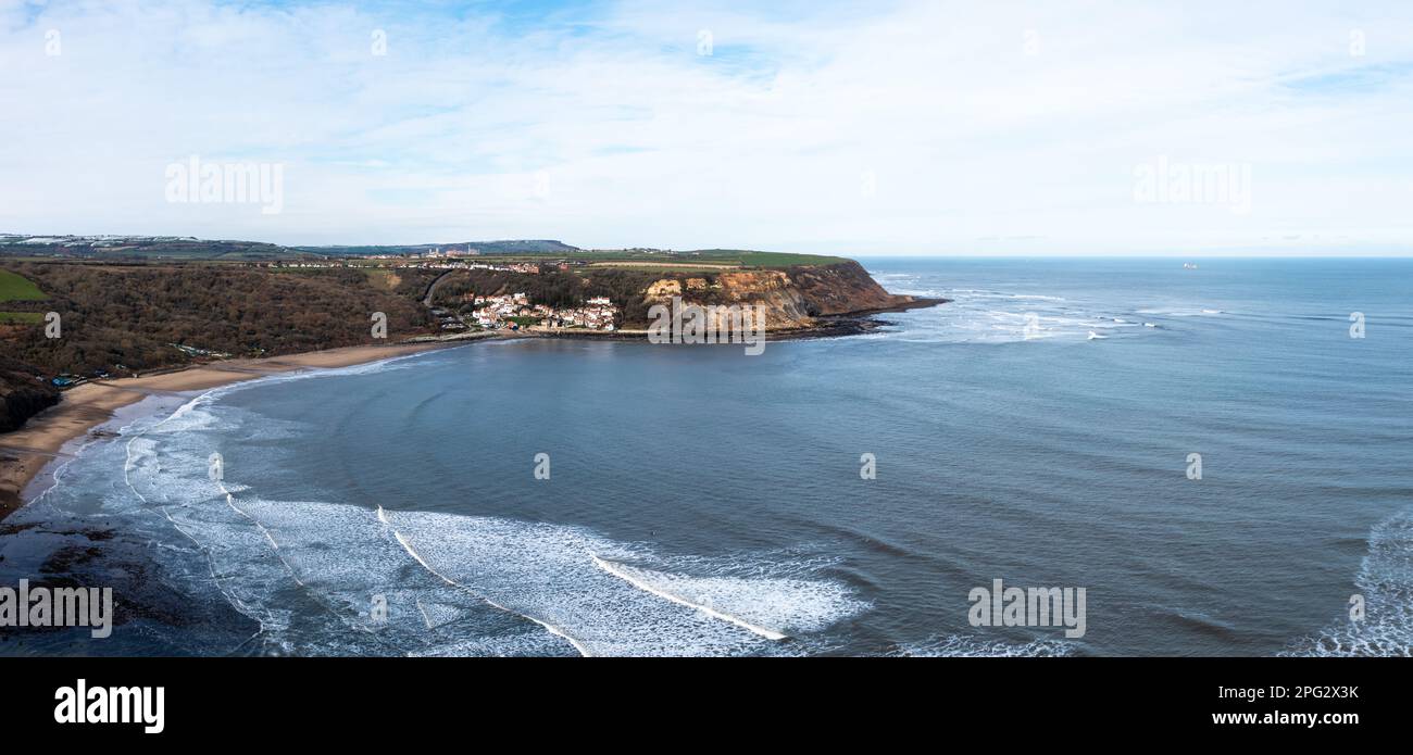 Aerial landscape view of the popular tourist destination of Runswick ...